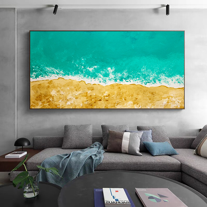 Extra Large Turquoise Ocean Wave Acrylic Painting – Ray's Art Room