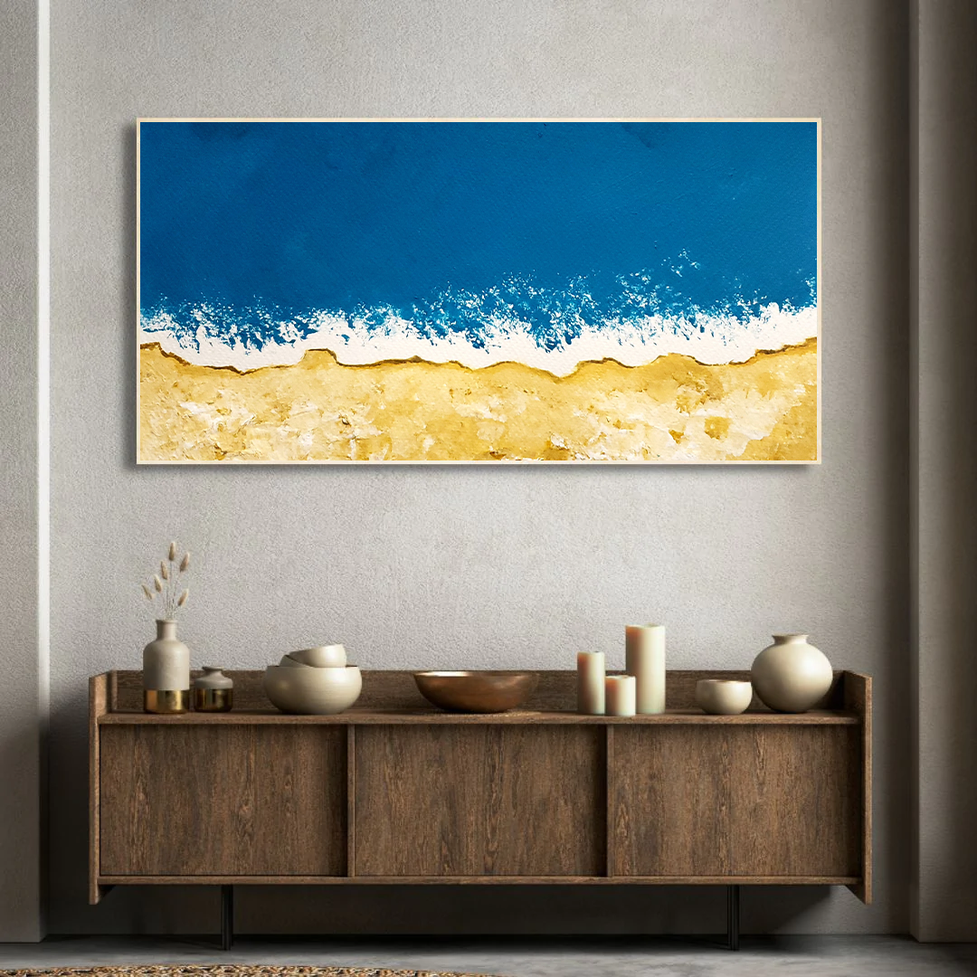 Extra Large Deep Blue Ocean Wave Acrylic Painting – Ray's Art Room